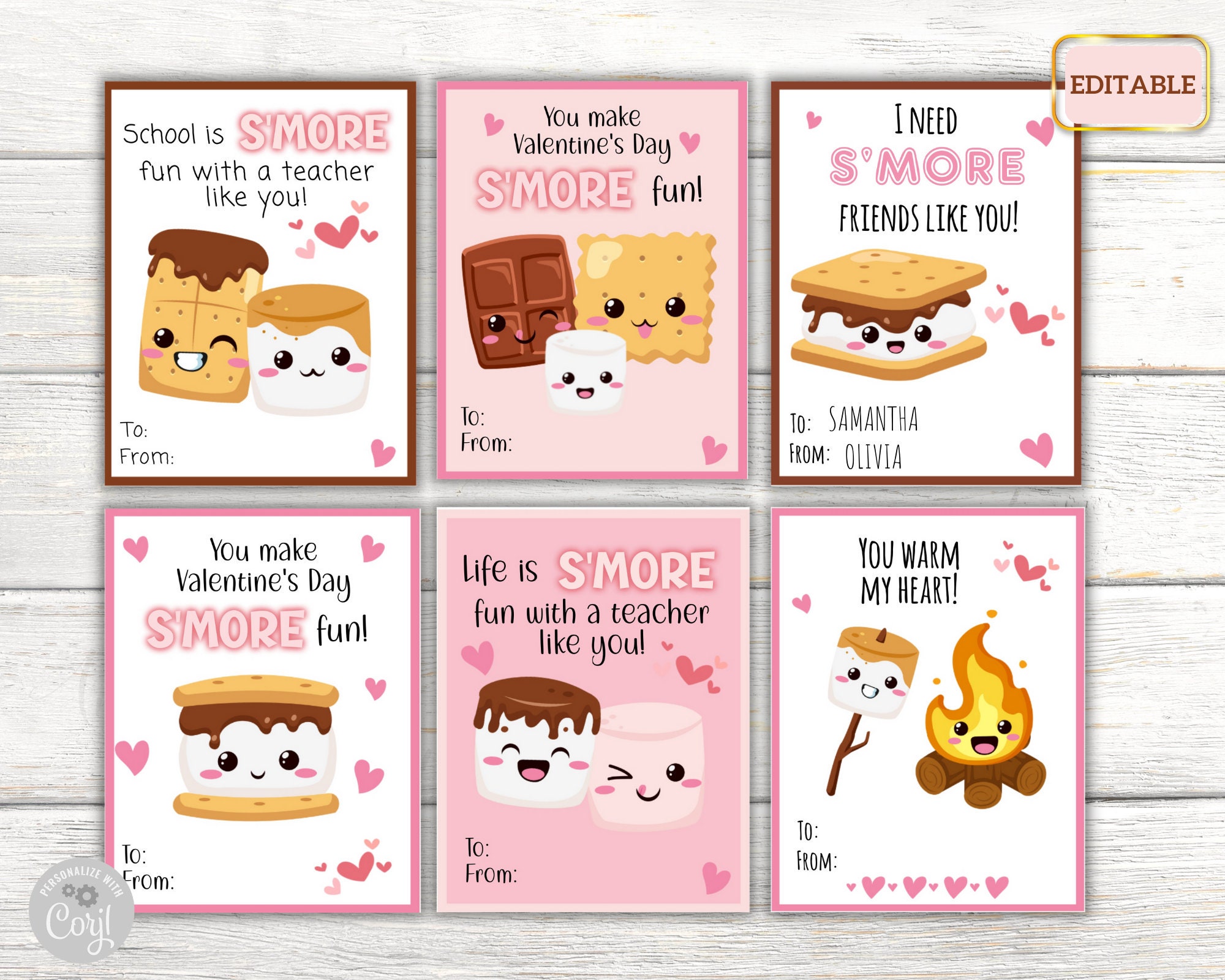 Editable S'mores Valentines Day for School Valentines, Valentine's Day ...
