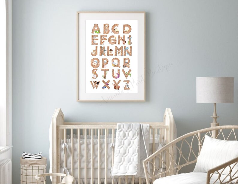 Alphabet Poster, ABC Poster, Printable Wall Art, Alphabet Print, Kids ...