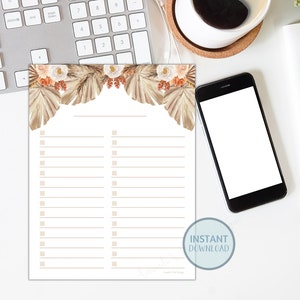 Boho Floral Printable to Do List, Watercolor Floral Planner Insert ...