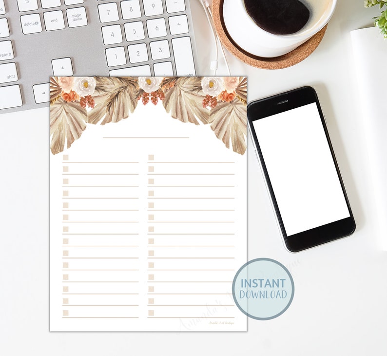 Boho Floral Printable to Do List Watercolor Floral Planner - Etsy