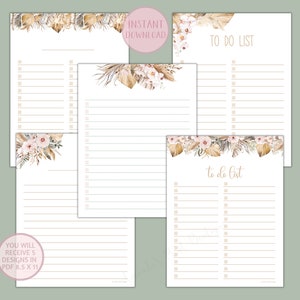 Boho Printable to Do List, Watercolor Floral Planner Insert, Pink ...