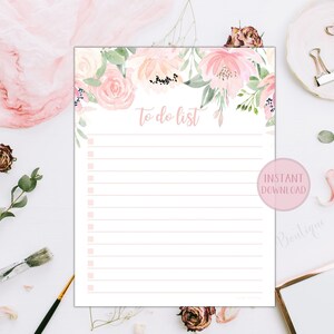 Printable to Do List, Watercolor Floral Planner Insert, Pink Flower ...