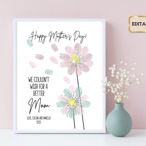 Editable Printable Dandelion Fingerprint Art / Keepsake Craft - Etsy