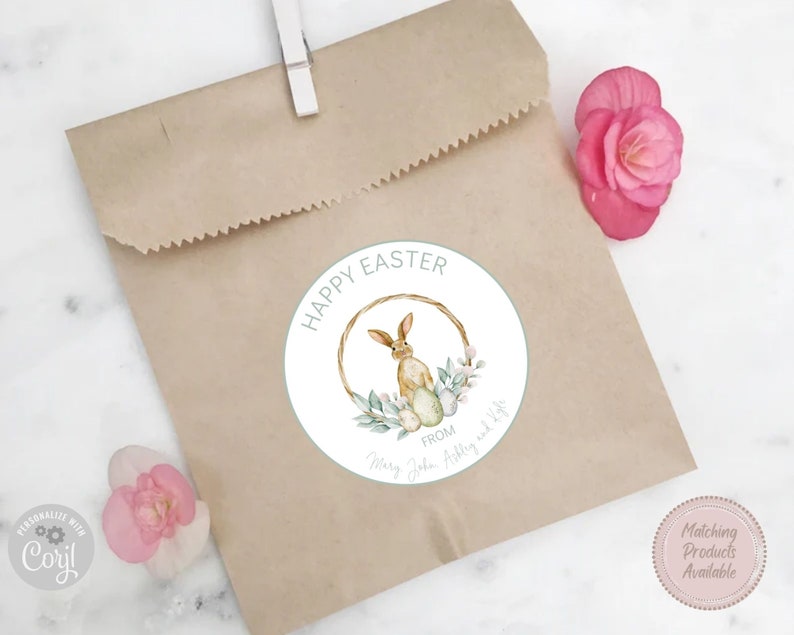 Editable Easter Bunny Label Template 2 Inch Round Easter Gift - Etsy