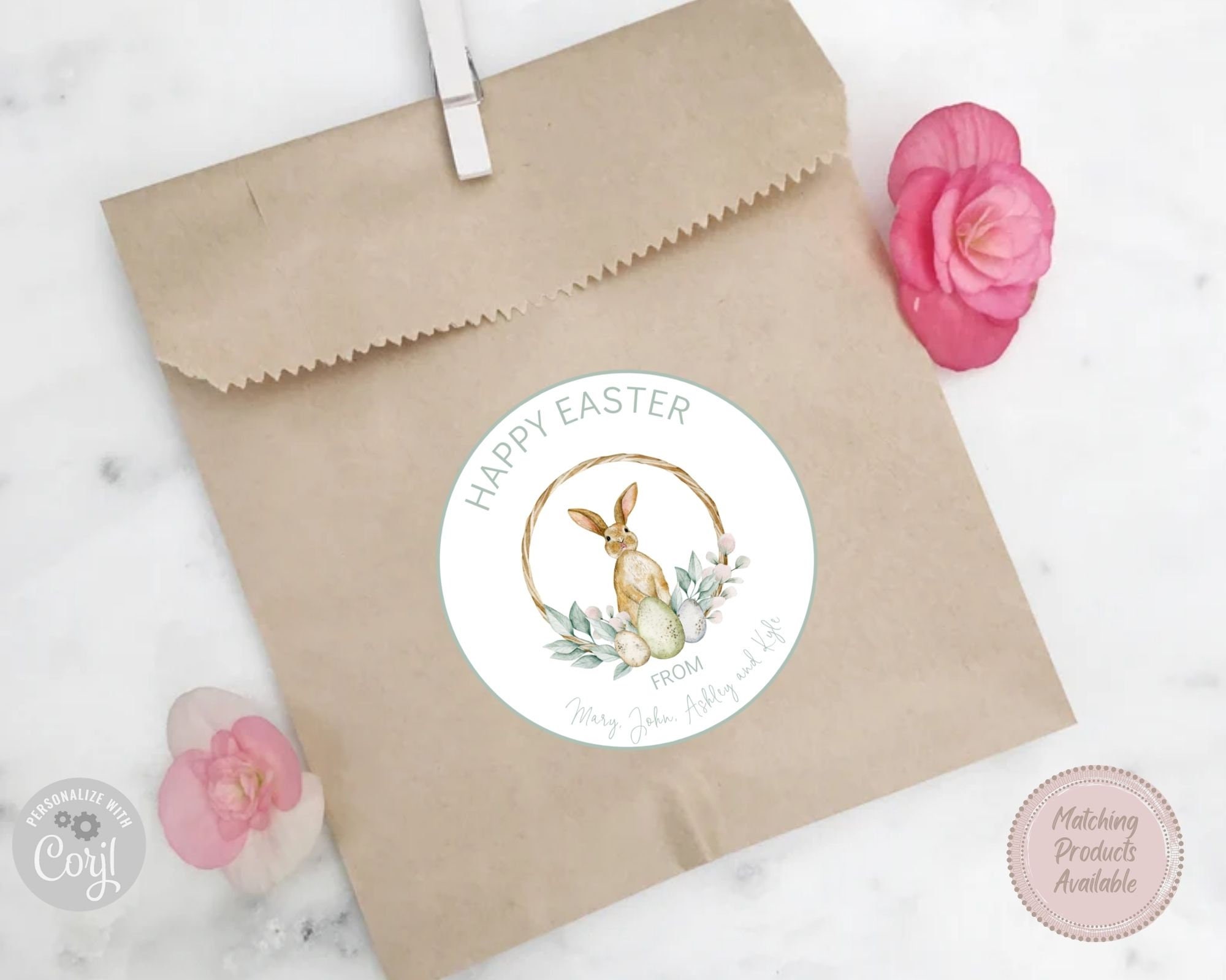 Editable Easter Bunny Label Template 2 Inch Round Easter Gift - Etsy