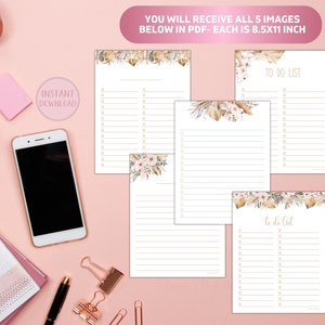 Boho Printable to Do List, Watercolor Floral Planner Insert, Pink ...