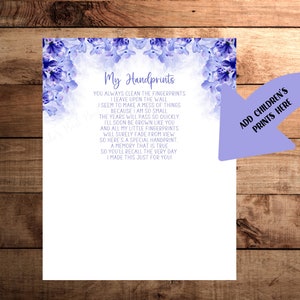 My Handprints Poem/ Handprint Art / Keepsake Craft / Baby Toddler Child ...
