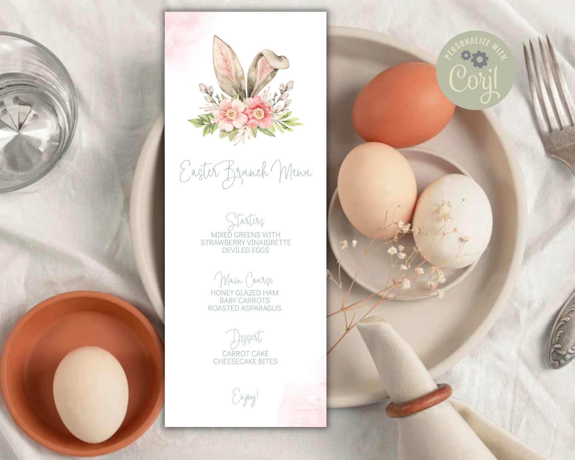 Editable Easter Bunny Ears Brunch Menu Template, Printable Easter Menu ...