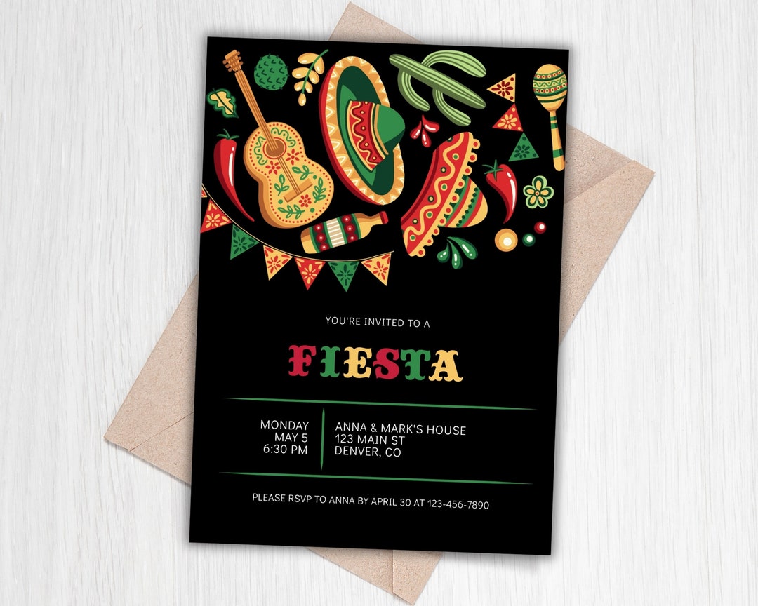 Cinco De Mayo Party Invitation, Editable Fiesta Happy Hour, Mexican ...