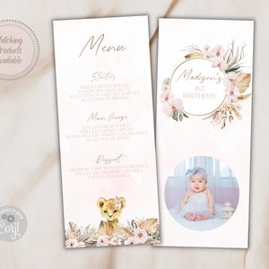 Editable Boho She's a Wild One Menu Template, Jungle Animal Menu Card ...