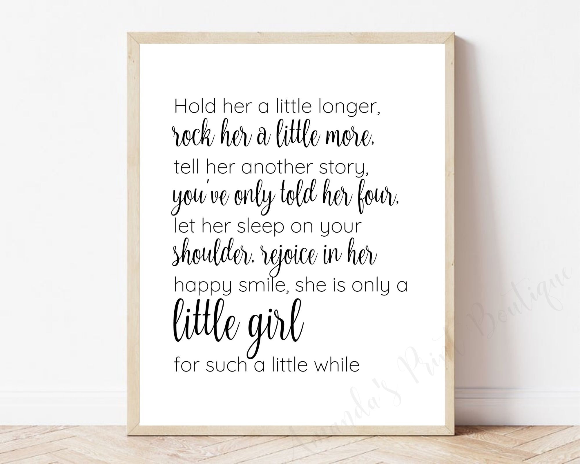 Hold Her a Little Longer Quote Print, Girl Nursery Decor, Baby ...