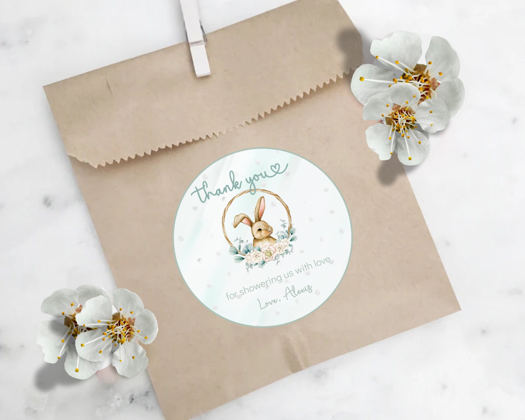Editable A Little Bunny Label Template, 2 Inch Round Baby Shower Gift ...