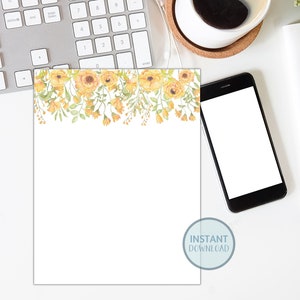 Printable to Do List, Watercolor Floral Planner Insert, Yellow ...