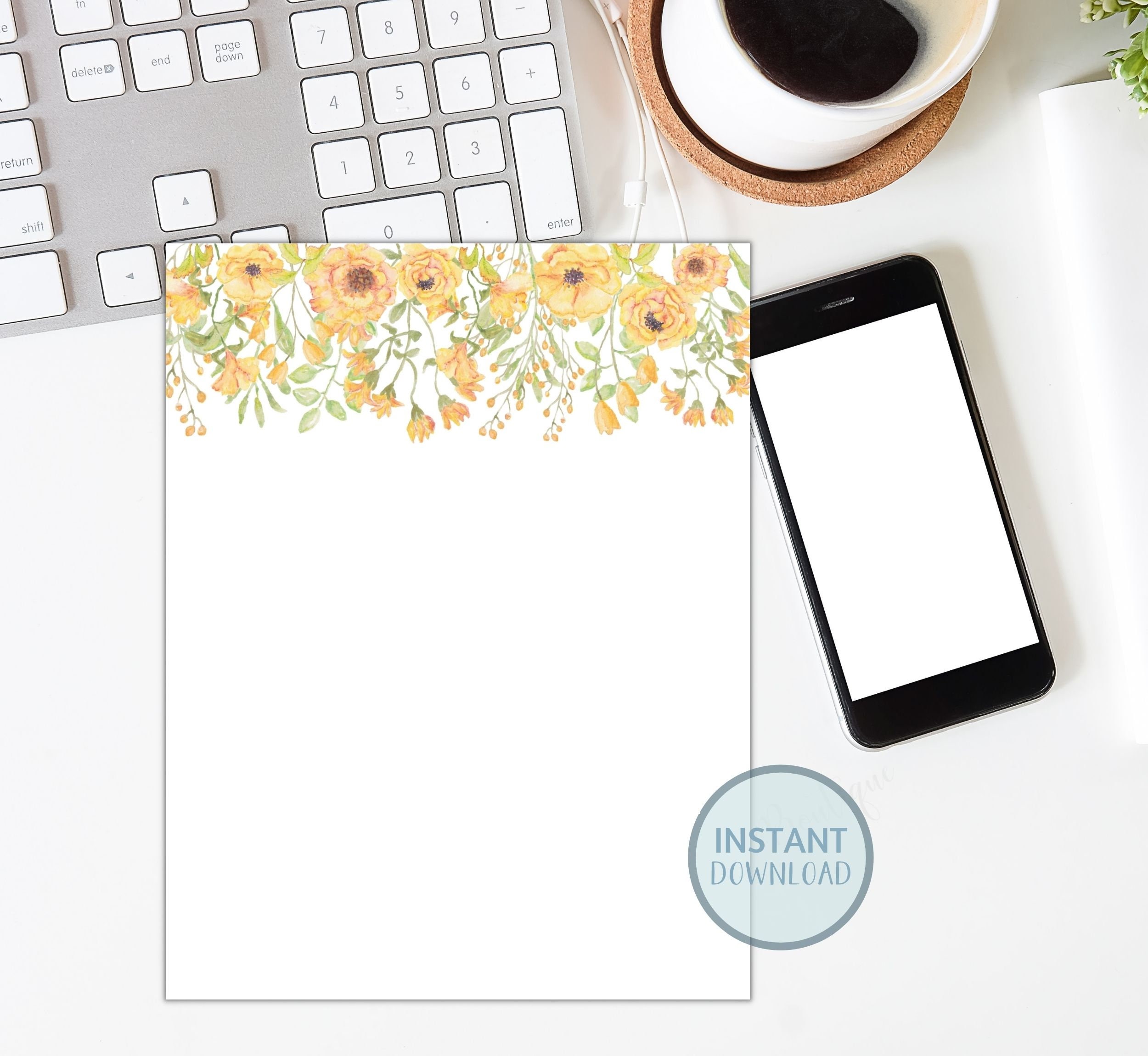 Printable to Do List Watercolor Floral Planner Insert Yellow - Etsy