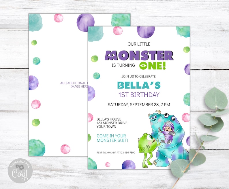Monsters Birthday Party Invitation Editable Little Monster - Etsy