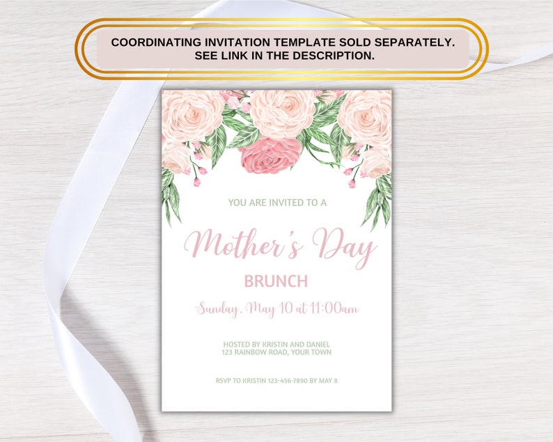 Editable Pink Floral Menu Template Printable Tea Party Menu - Etsy