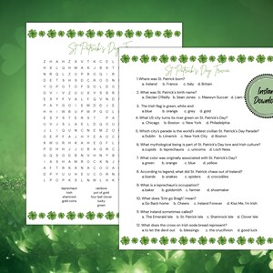 St. Patrick's Day Printable Games Bundle, St Patricks Kids Games, St ...