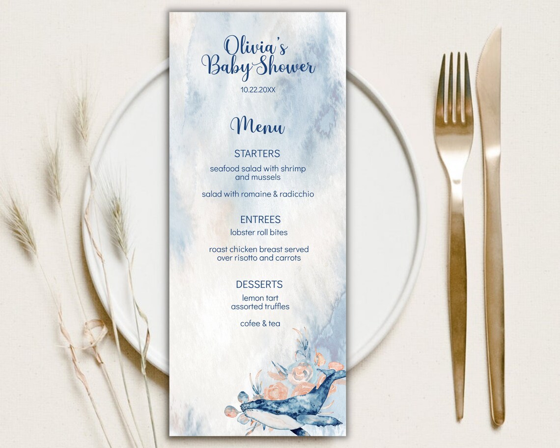 Editable Ocean Menu Template Printable Under the Sea Menu - Etsy