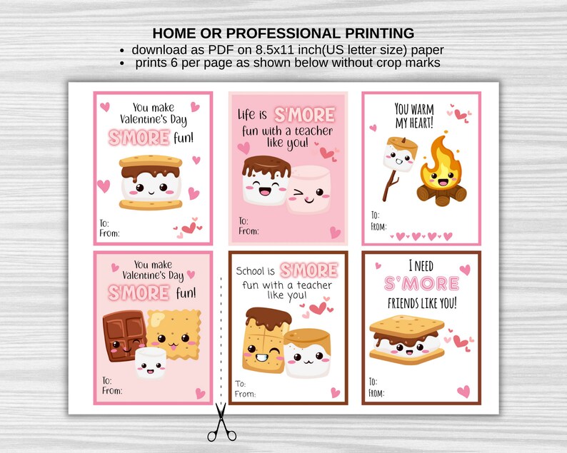 Editable S'mores Valentines Day for School Valentines - Etsy