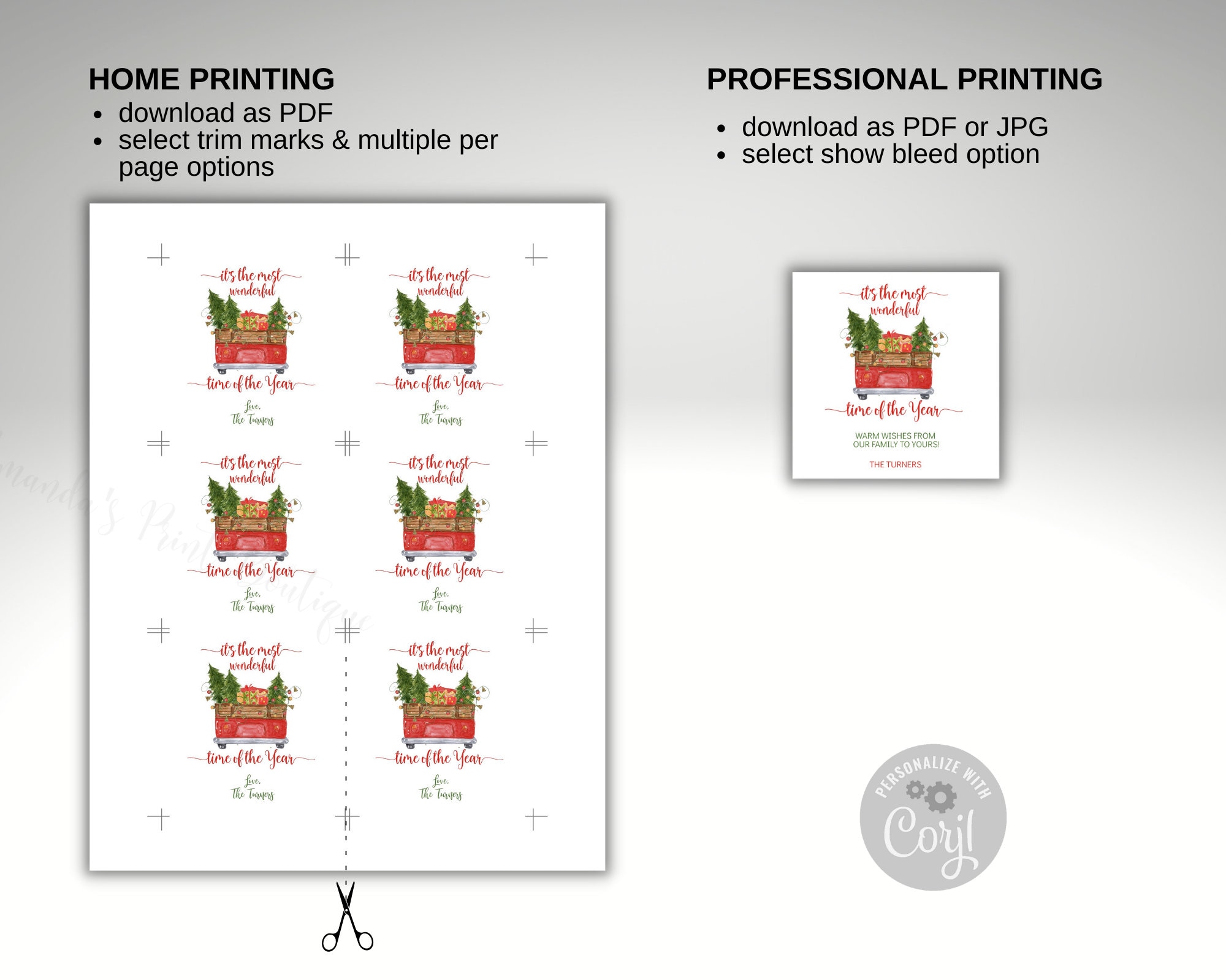 Editable Christmas Gift Tag Printable Red Truck Gift Tag - Etsy