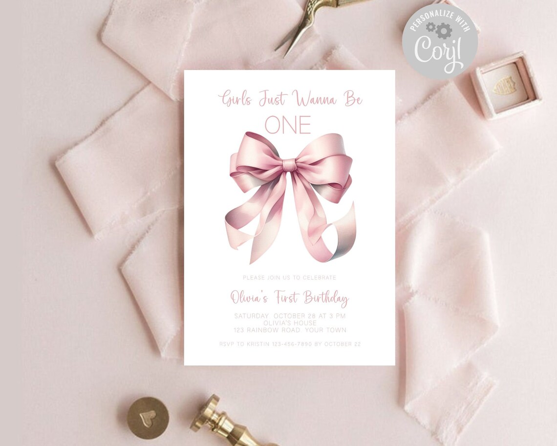 Editable Girls Just Wanna Be One Birthday Invitation Template, First ...