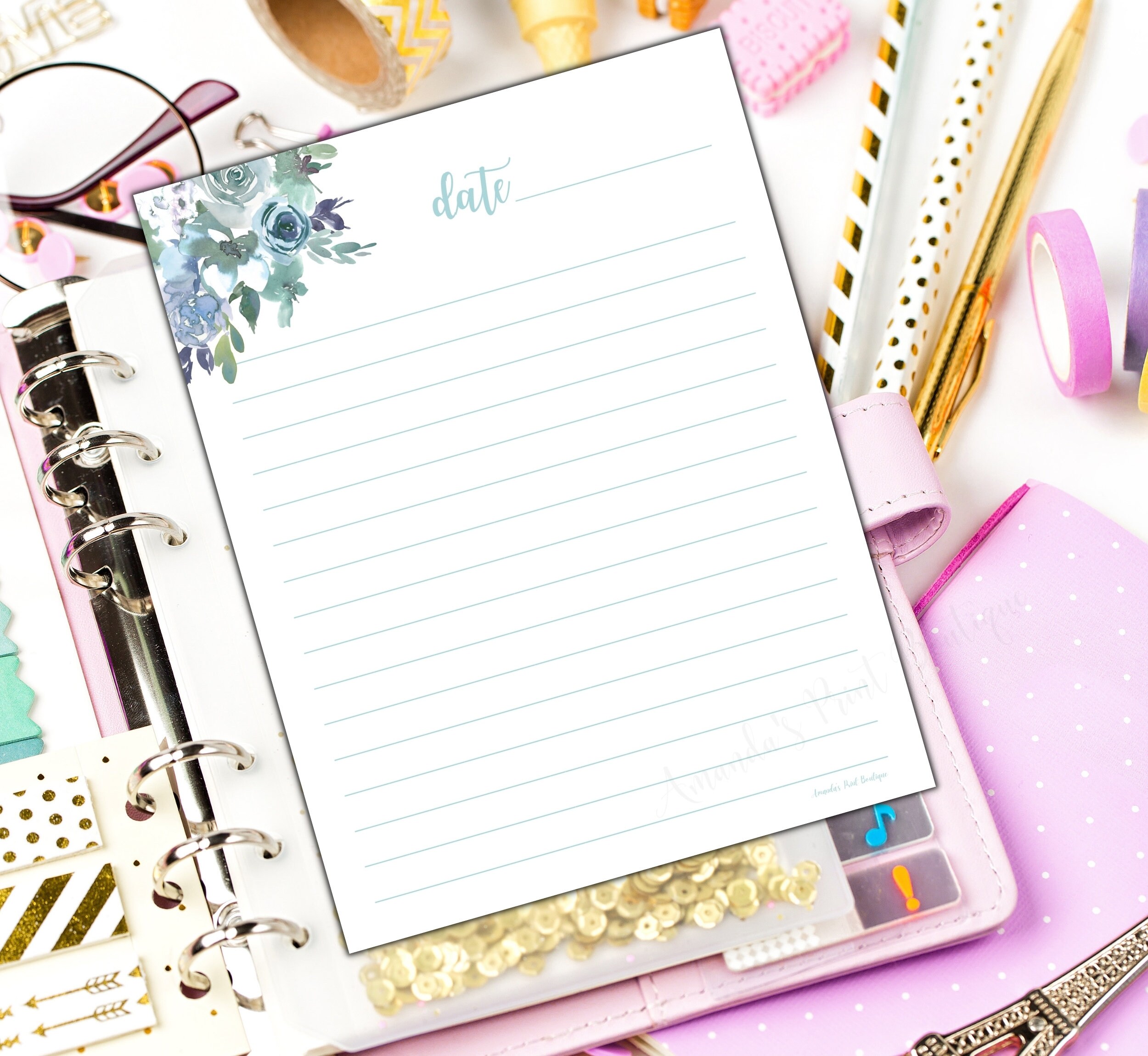Printable to Do List, Watercolor Floral Planner Insert, Blue Floral ...