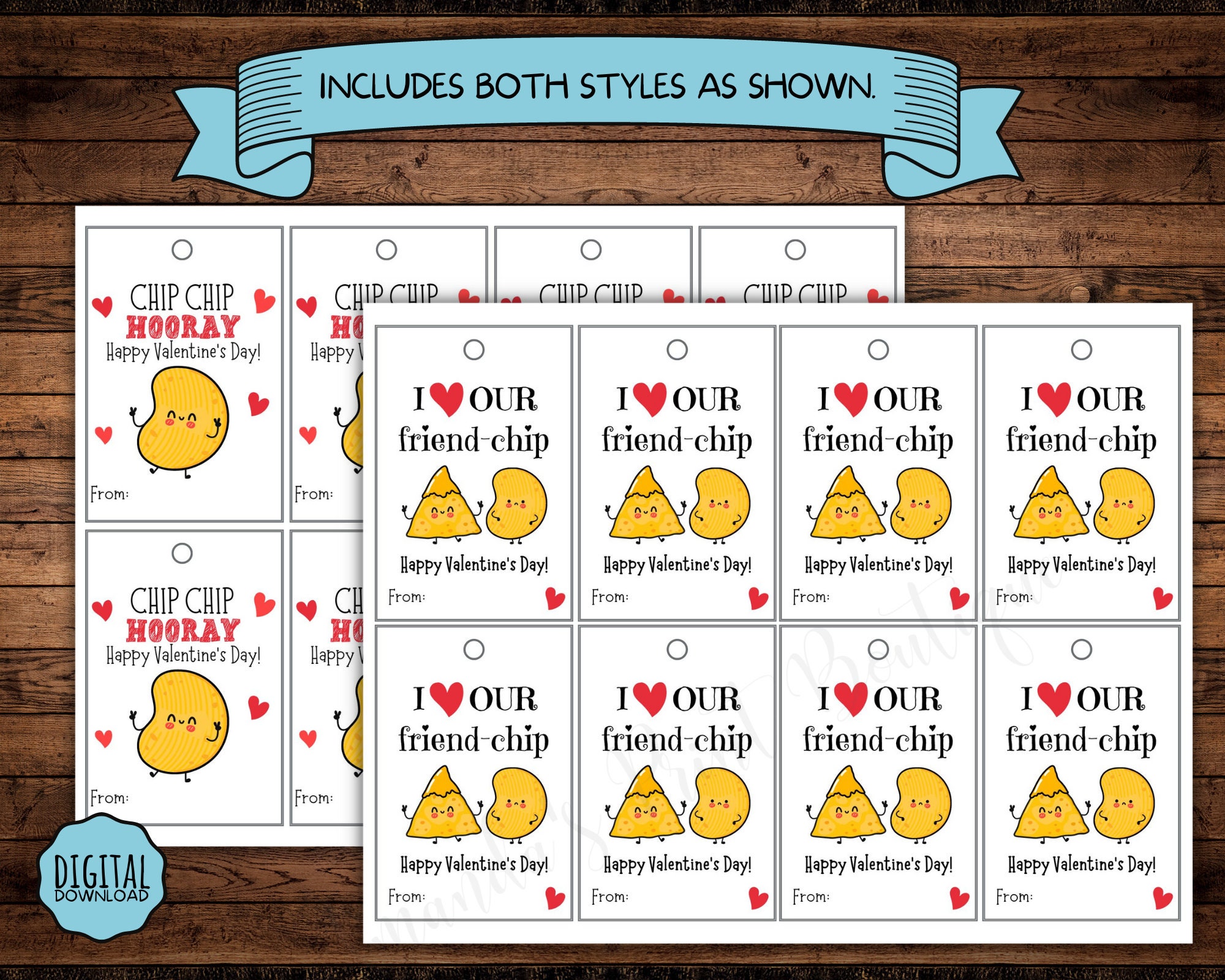 Chip Chip Hooray, Chip Valentine Tag, Valentines for School, Class ...