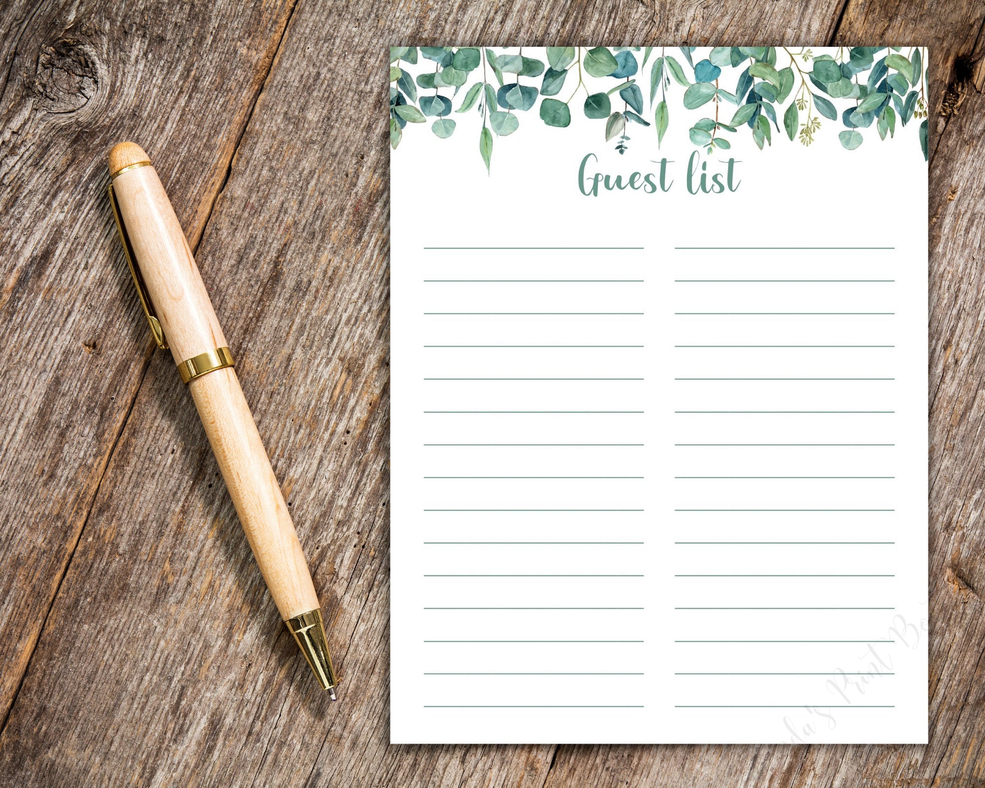 Eucalyptus Greenery Wedding/shower Guest List, Gift List, Sign Here ...