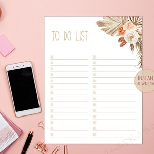 Boho Floral Printable to Do List, Watercolor Floral Planner Insert ...