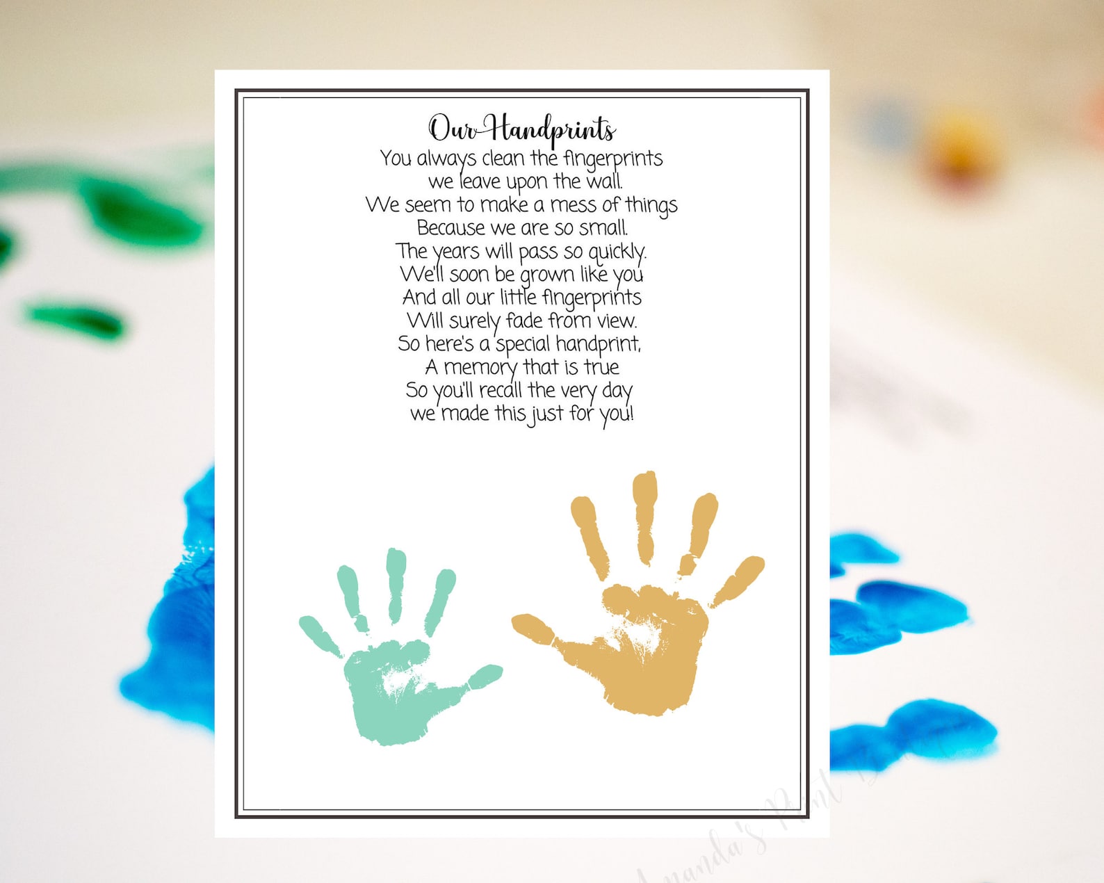 Our Handprints Poem/ Handprint Art / Keepsake Craft / Baby Toddler ...