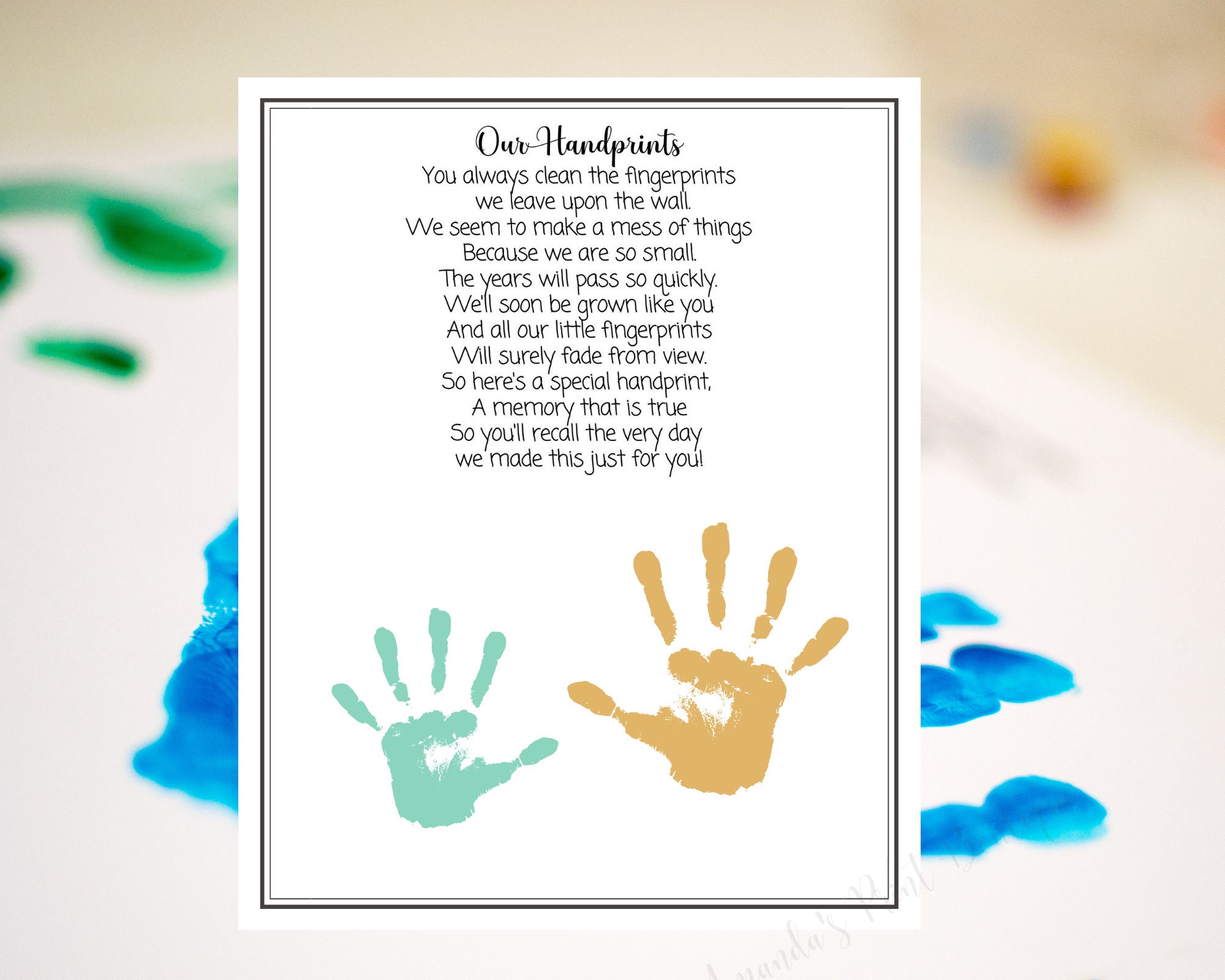 Our Handprints Poem/ Handprint Art / Keepsake Craft / Baby Toddler ...