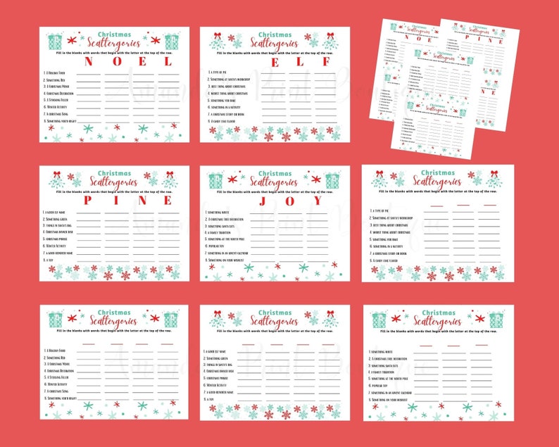 Christmas Scattergories, Christmas Party Games, Holiday Games ...