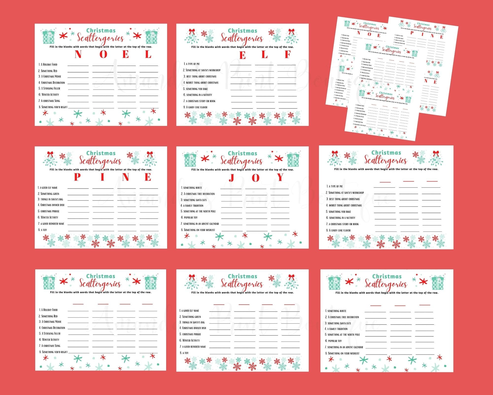 Christmas Scattergories, Christmas Party Games, Holiday Games ...