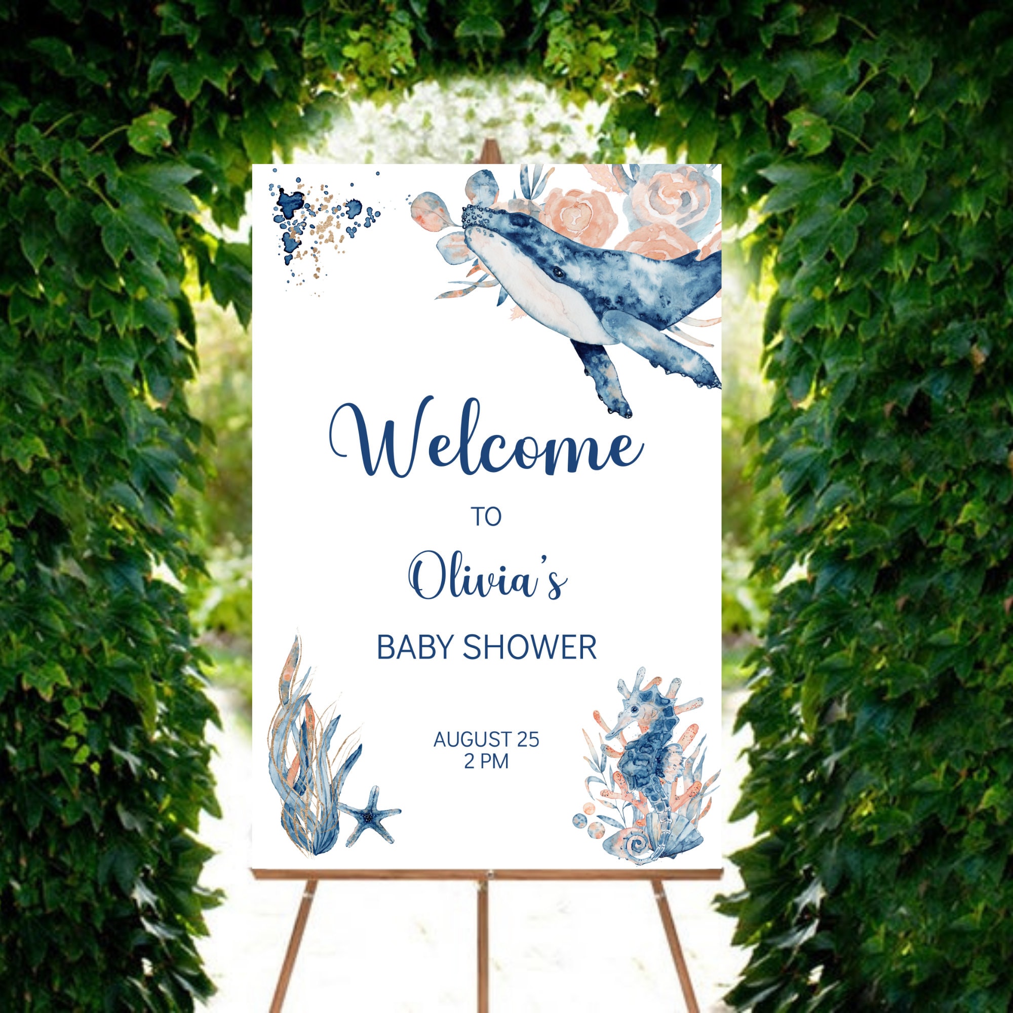 Ocean Baby Shower Welcome Sign Bridal Welcome Sign Under the - Etsy