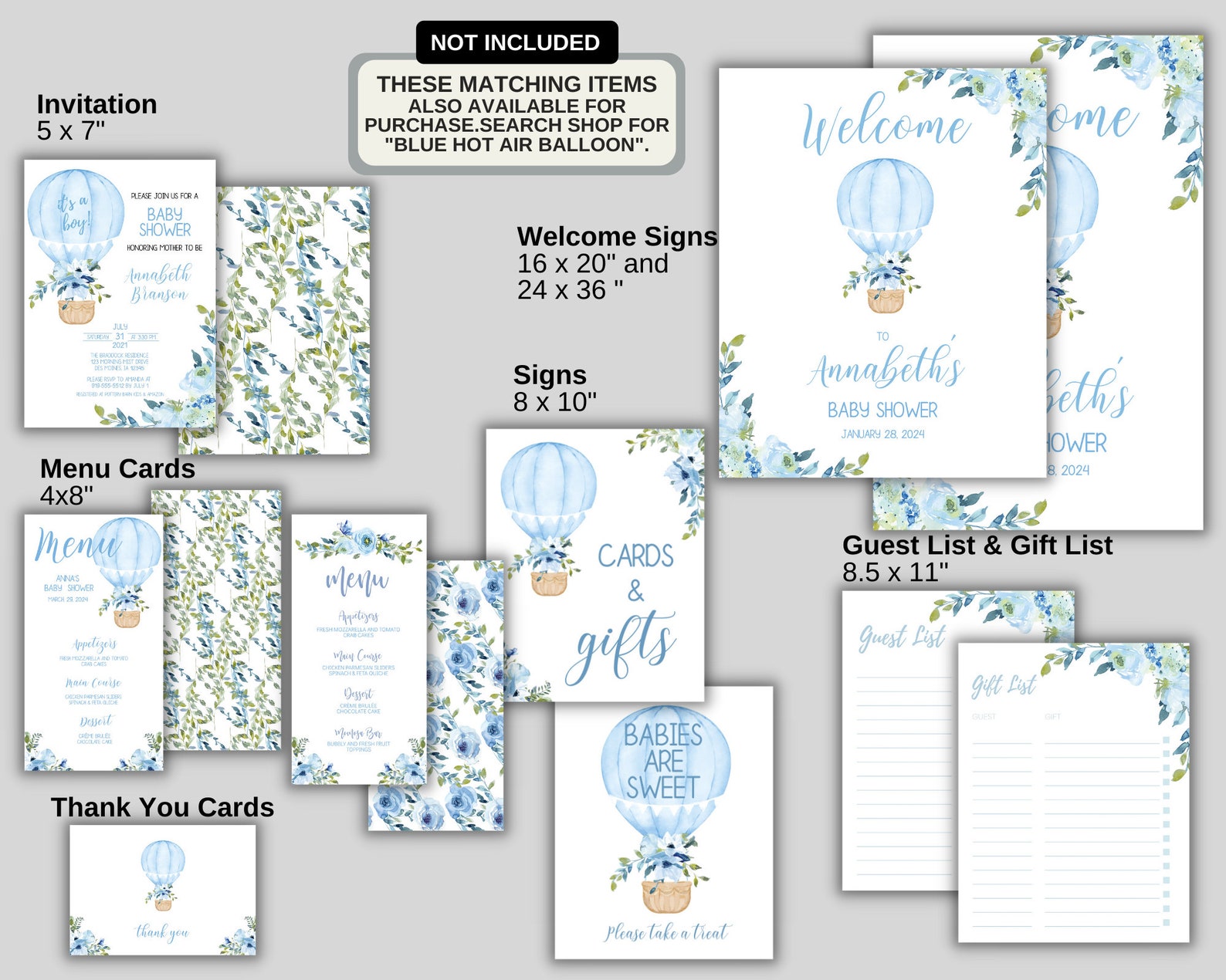 EDITABLE Blue Floral Menu Card Template Lunch/ Dinner / Brunch Menu ...