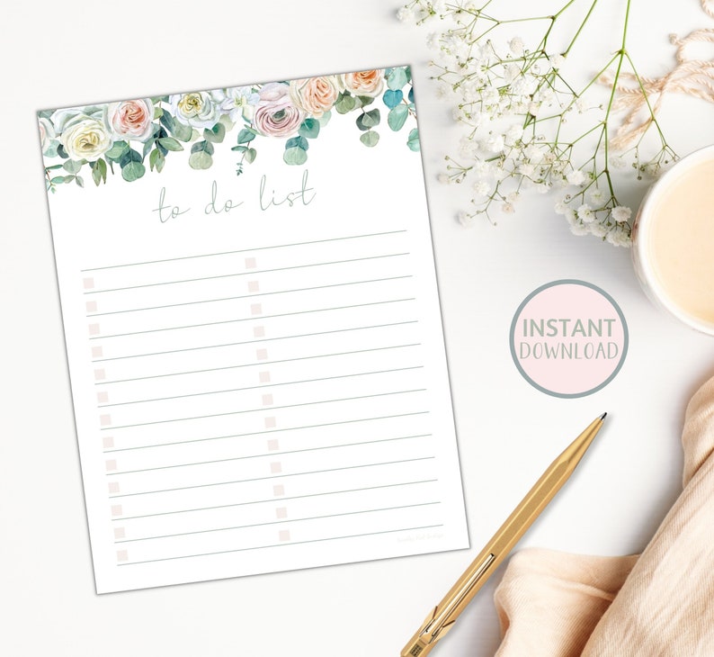 Printable to Do List Watercolor Blush Boho Floral Planner - Etsy