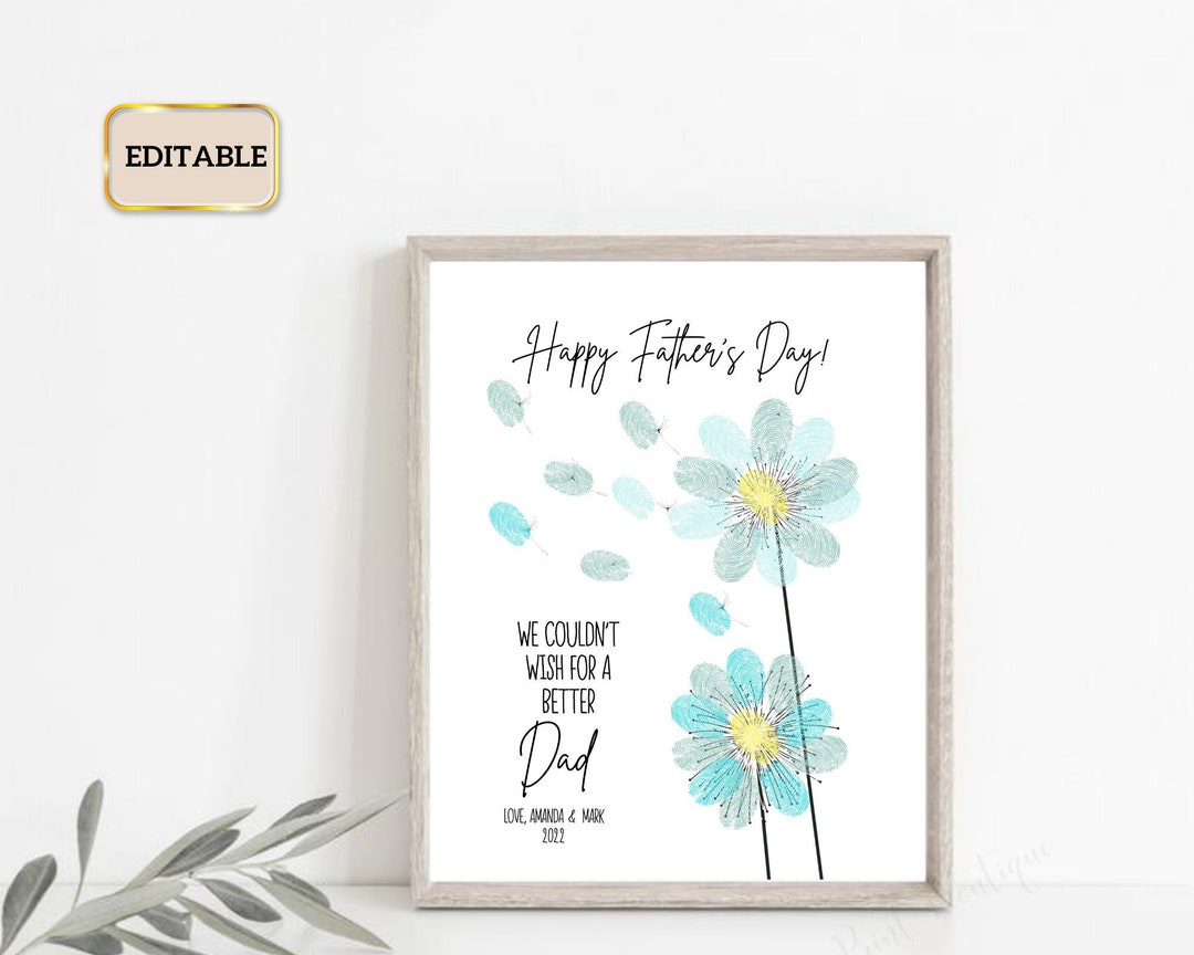 Editable Printable Dandelion Fingerprint Art / Keepsake Craft / Baby ...