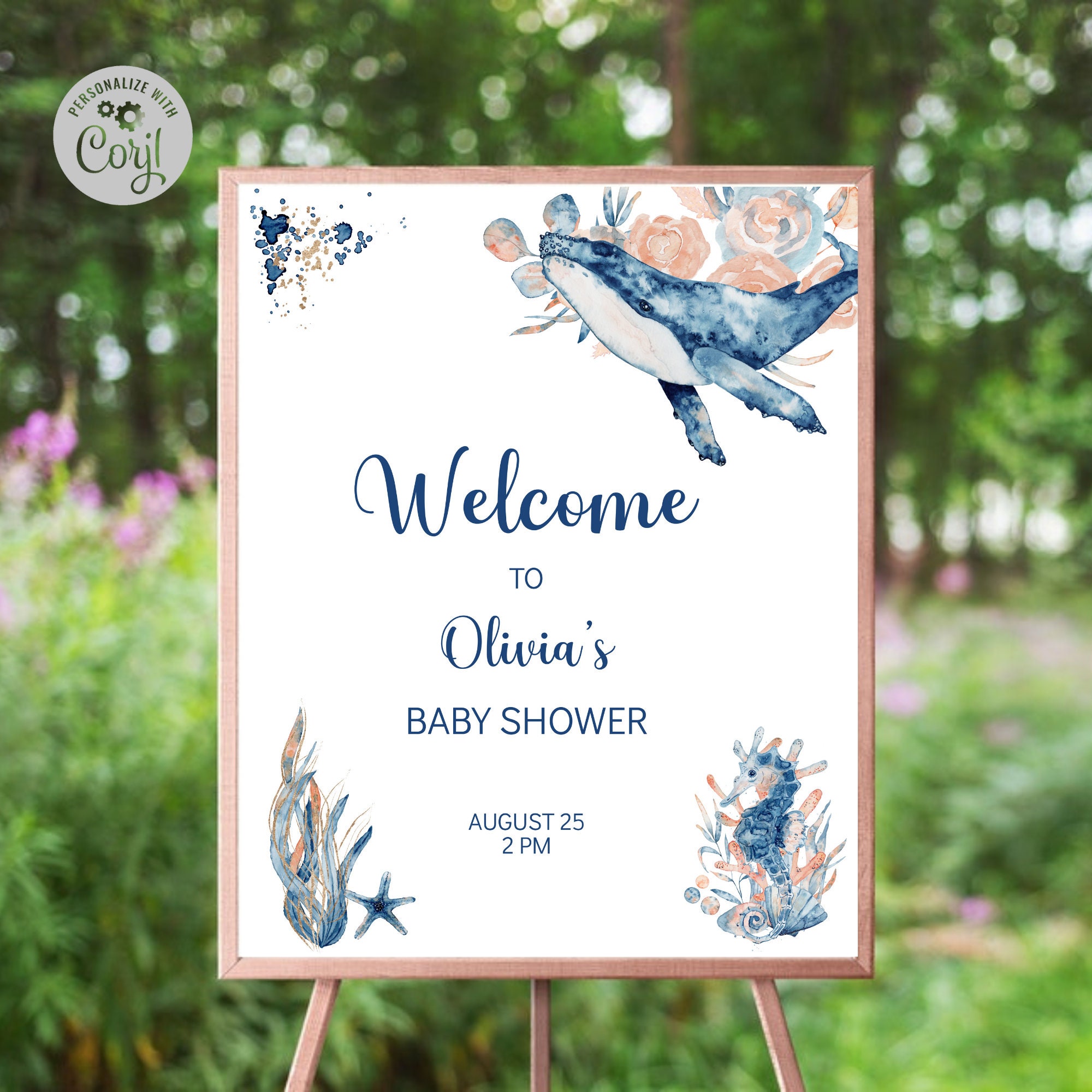 Ocean Baby Shower Welcome Sign Bridal Welcome Sign Under the - Etsy