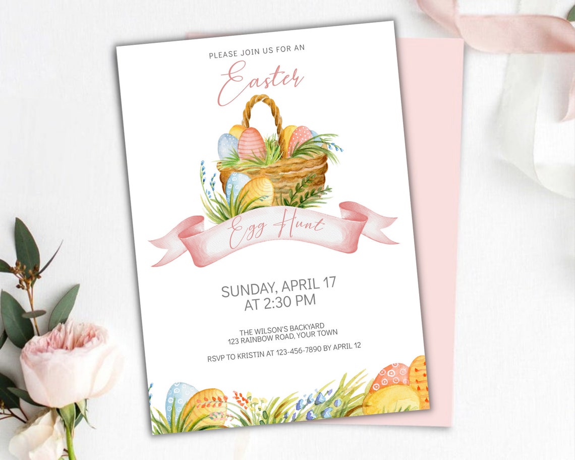 Editable Easter Egg Invitation Template Easter Egg Hunt | Etsy