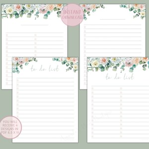 Printable to Do List, Watercolor Blush Boho Floral Planner Insert, Boho ...