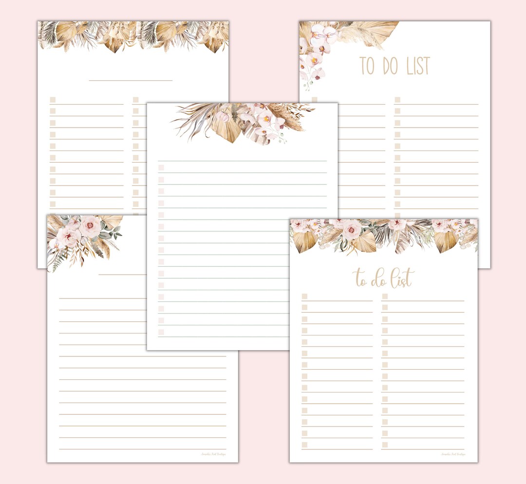 Boho Printable to Do List, Watercolor Floral Planner Insert, Pink ...