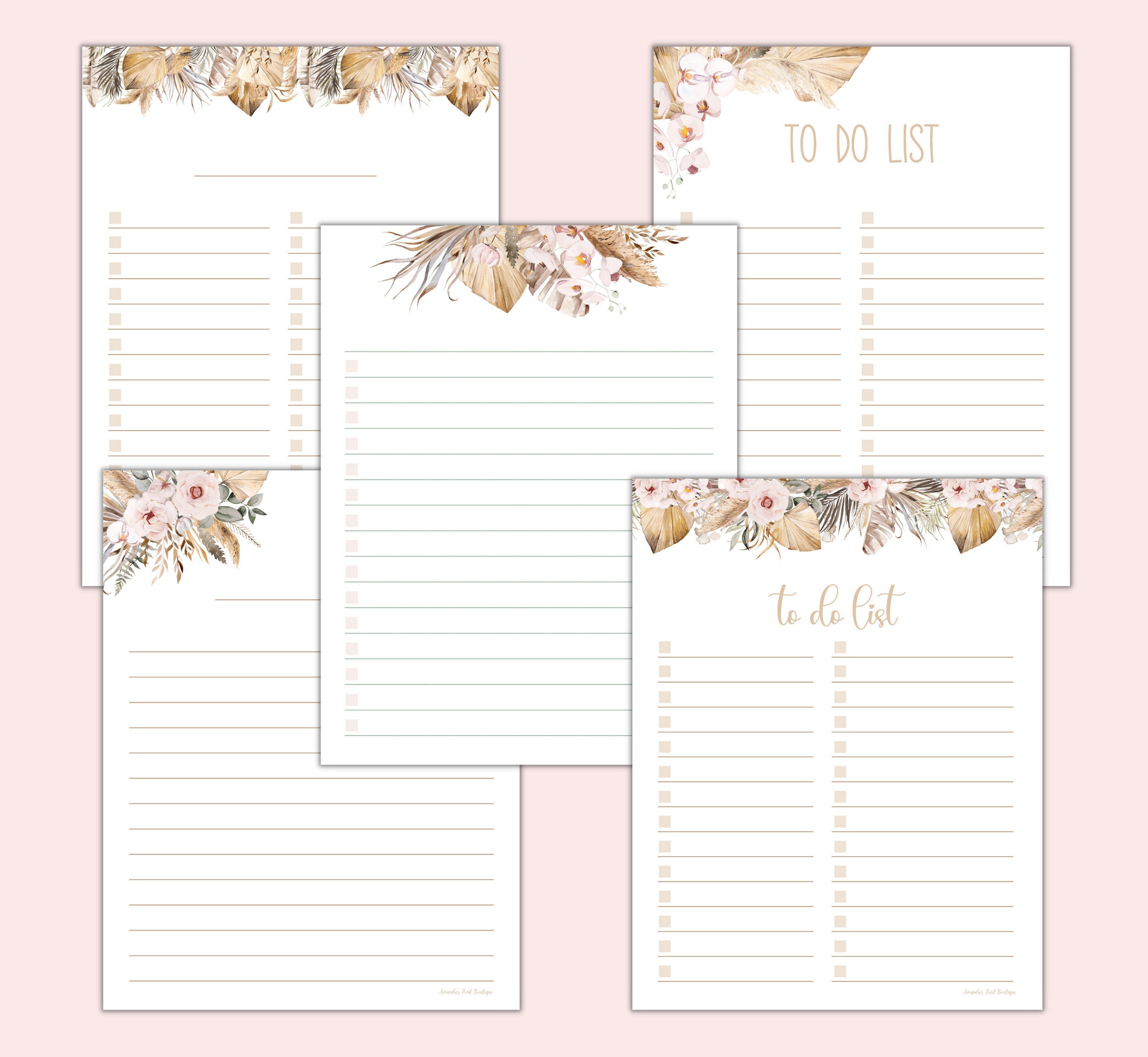 Boho Printable to Do List Watercolor Floral Planner Insert - Etsy