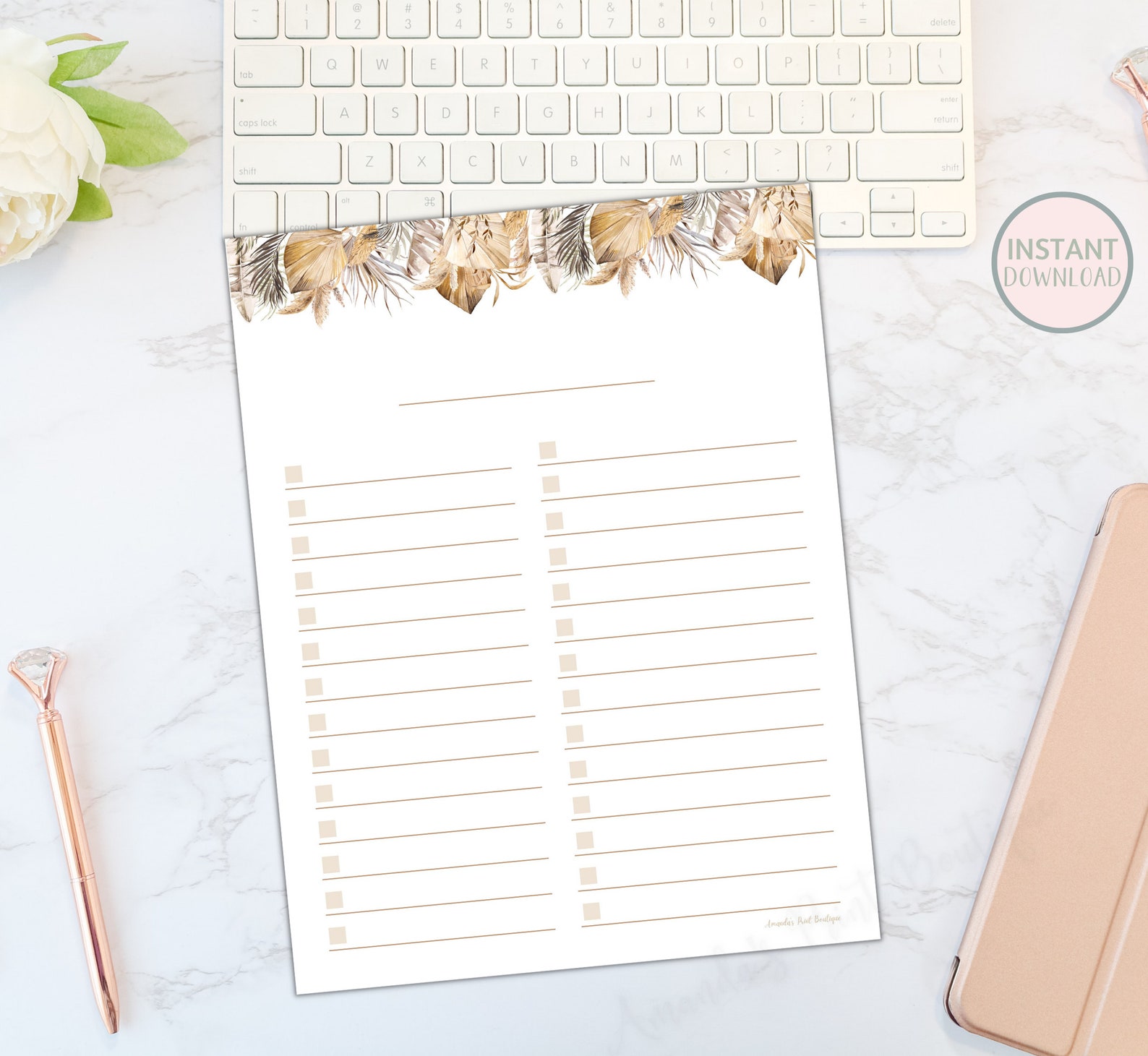 Boho Printable to Do List Watercolor Floral Planner Insert - Etsy