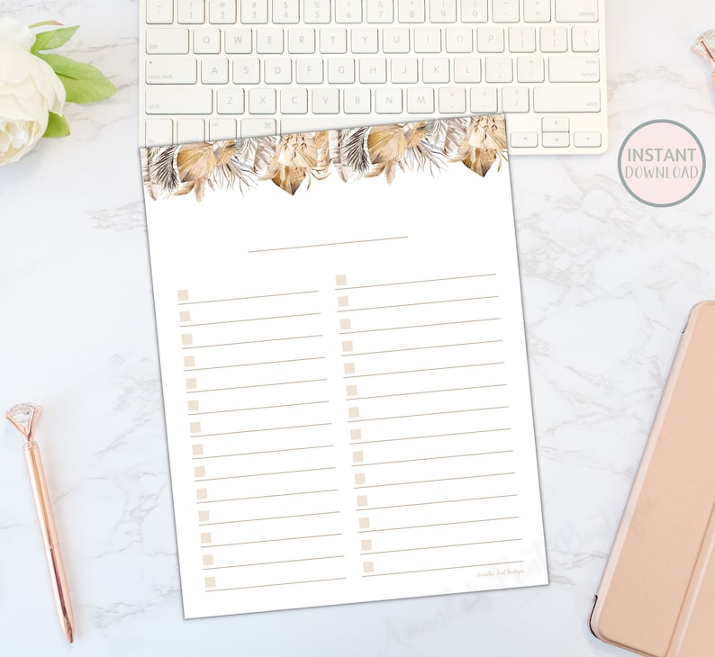 Boho Printable to Do List Watercolor Floral Planner Insert - Etsy