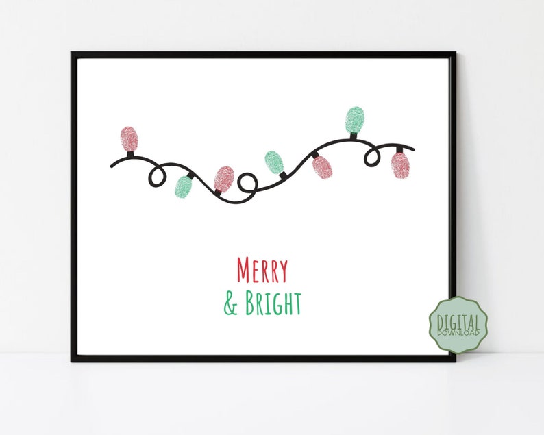 Christmas Fingerprint Art / Christmas Lights Art Printable/ Keepsake ...