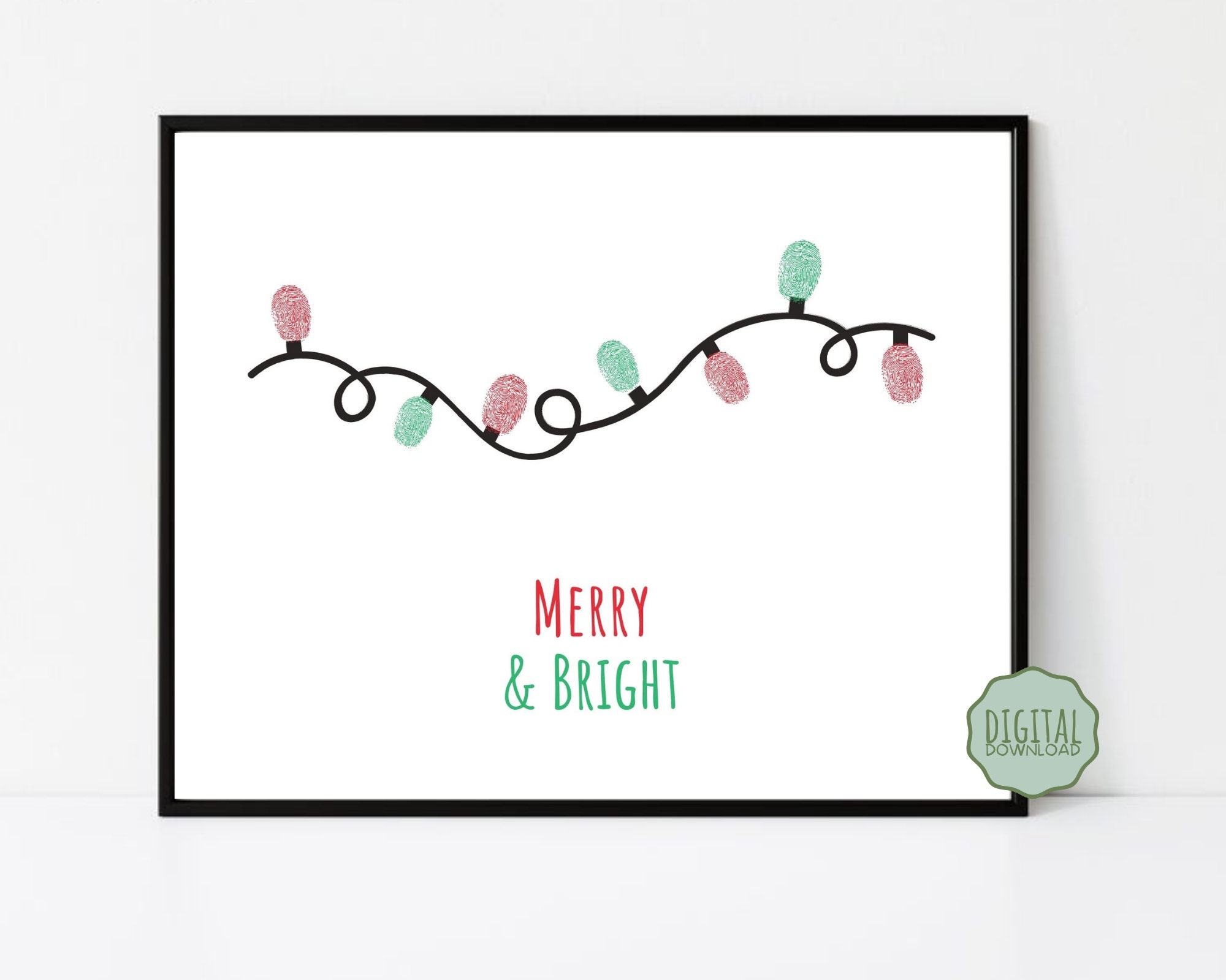 Christmas Fingerprint Art / Christmas Lights Art Printable/ Keepsake ...