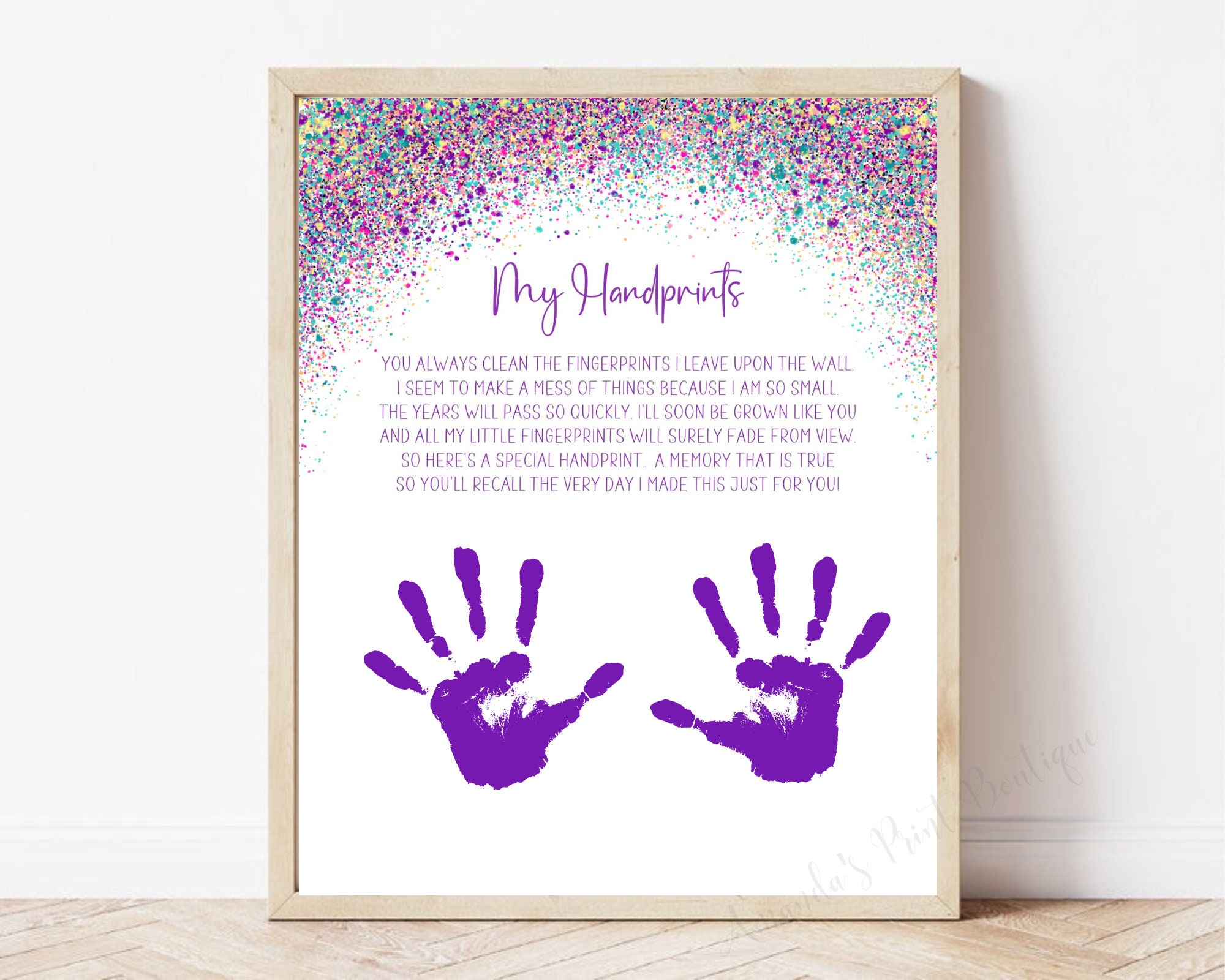 My Handprints Poem/ Handprint Art / Keepsake Craft / Baby Toddler Child Gift Craft DIY / Happy ...