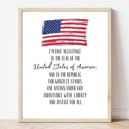 4th of July Printable Pledge of Allegiance Watercolor Flag - Etsy