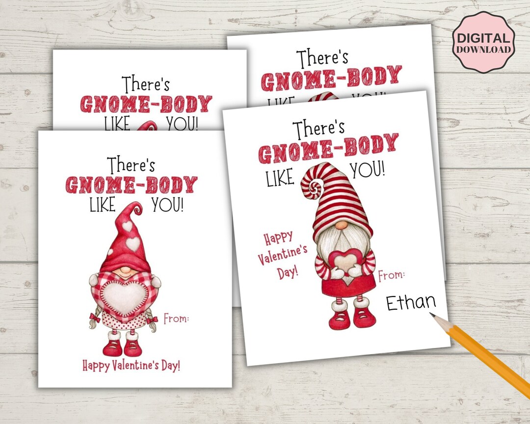 There's Gnome-body Like You Printable Valentine Card, Kids Printable ...