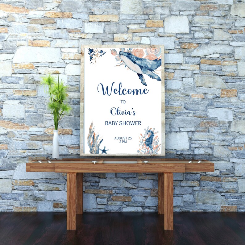 Ocean Baby Shower Welcome Sign Bridal Welcome Sign Under the - Etsy